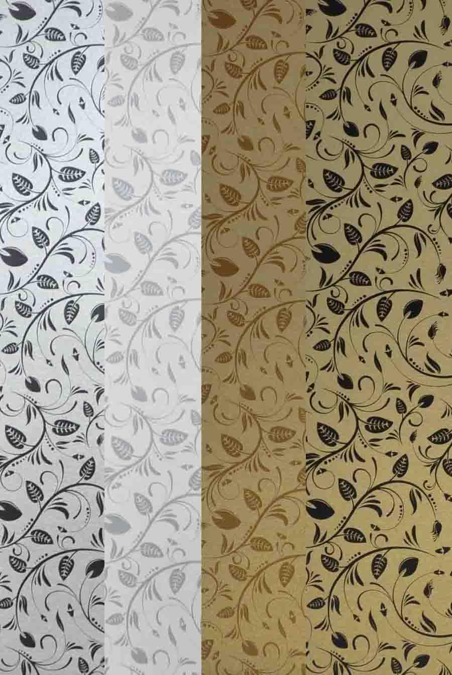 A4 - Patterned - Metallic Floral Flourish Leaf - Gold / Silver - Click ...